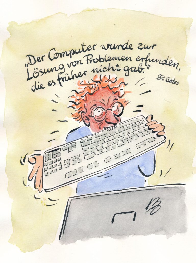 Computerprobleme, Karikatur, Wochenspiegel, 21. 1. 2023 – Matthias Ose